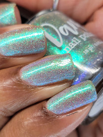 Have Fun. Be Weird. - Green Blue Shimmer - Silver Reflective Nail Poli ...
