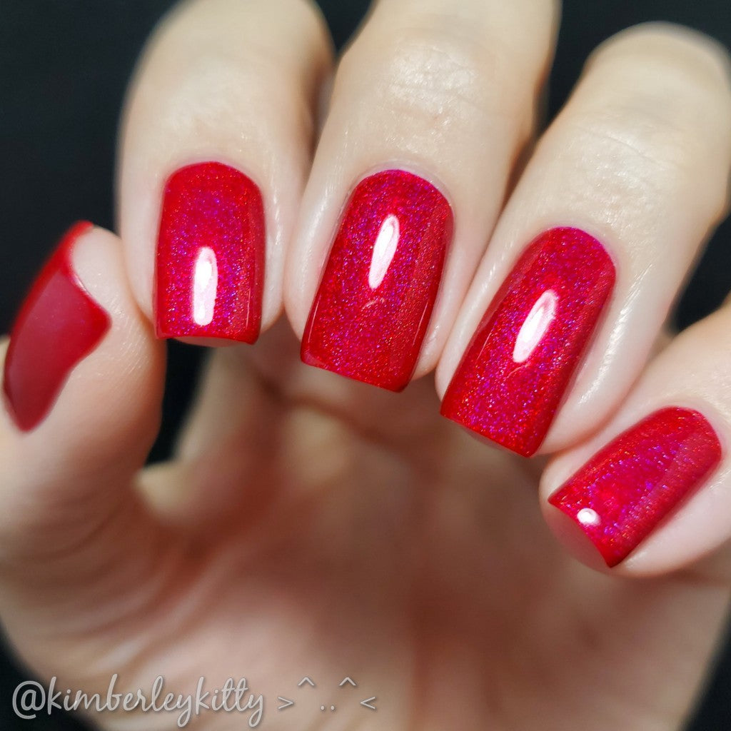 Ruby - Red Holographic Polish - Gemstone Rainbow | Dam Nail Polish